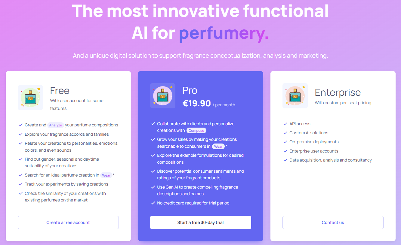 Plans and Pricing - Scentalytics AI Perfume Creator